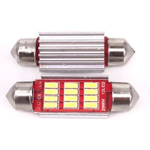 Auto LEDlamp 2 stuks | LED festoon 42mm | 3-SMD xenon wit 6500K - heatsink | CAN-BUS 12 Volt ...
